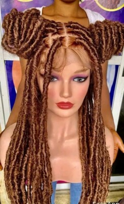 36 inch Boho Knotless Braided Wig, Bohemian Box Braid Full Lace Goddess ...