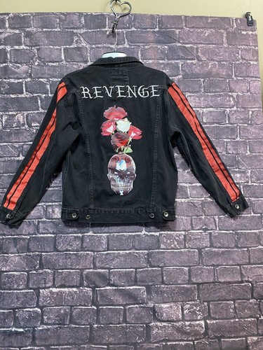 Hudson Outerwear Revenge Jacket Mens Large Black Denim Red Stripes ...