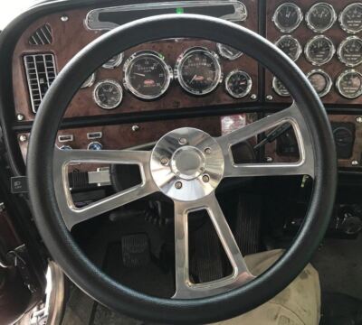 18 Inch Chrome/Polished Steering Wheel Big Rig Black Grip 5 Hole | eBay