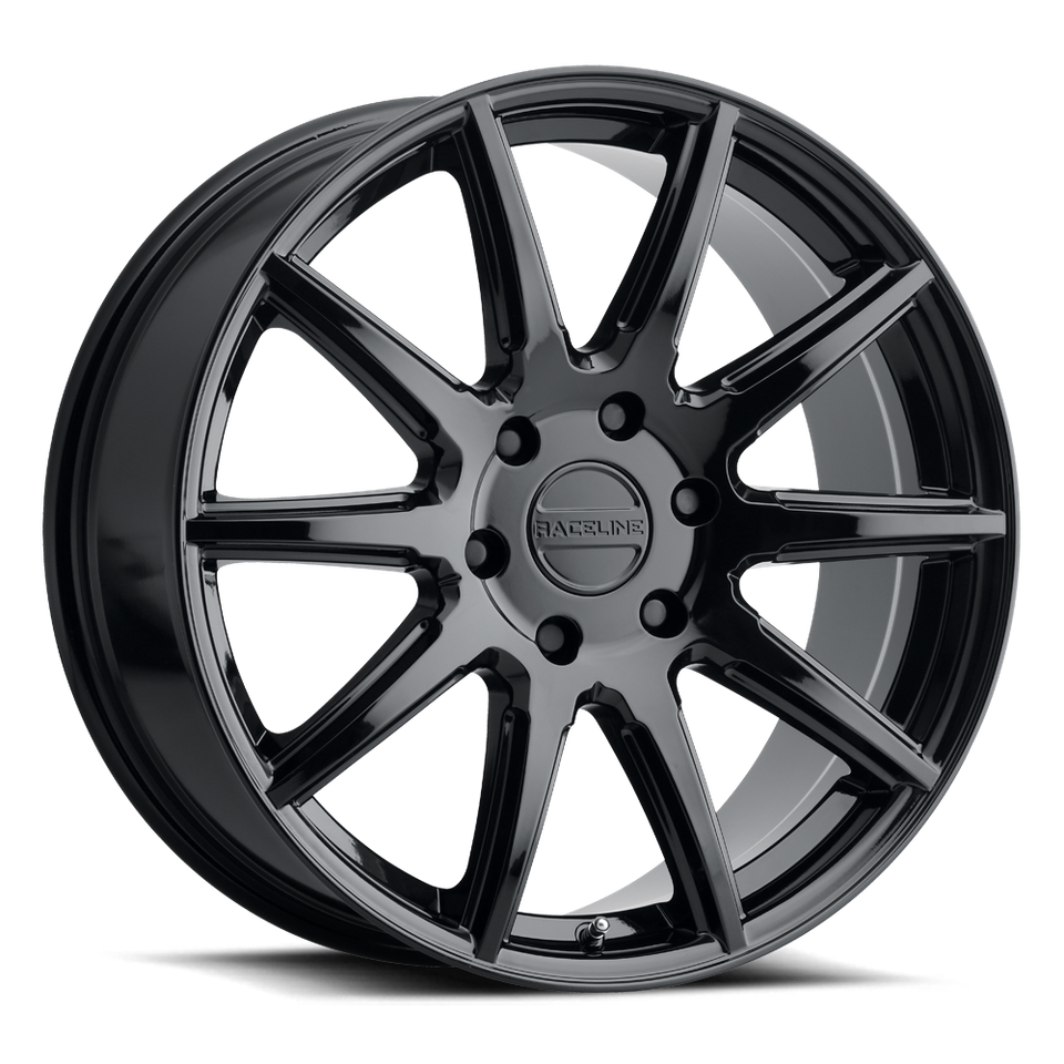(Set-4) Raceline Spike Gloss Black 20X8.5 6X135 +35mm wheels rims 20 ...