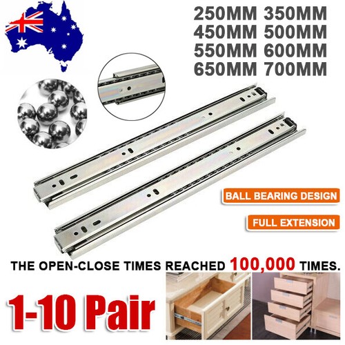 1-10x Heavy Duty Drawer Slides Draw Runner Ball Bearing Full Extension ...