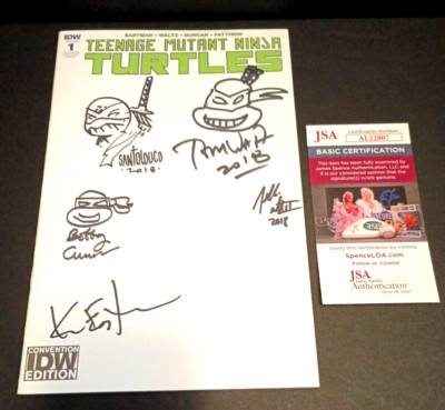 TEENAGE MUTANT NINJA TURTLES ISSUE #1 Comic Book SIGNED X5 JSA COA ...