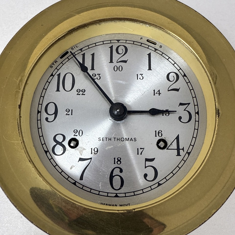 Seth Thomas Corsair Ship’s Bell Clock - Brass - Vintage Maritime Clock - Parts | eBay