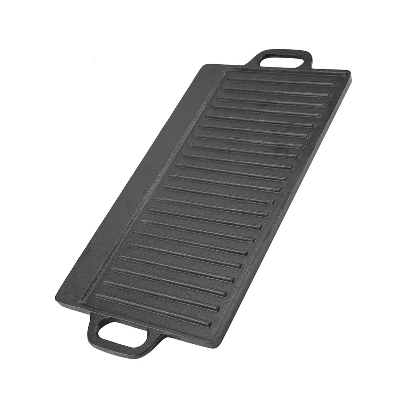 Non Stick Cast Iron Grill Griddle Pan Double Sided Tray Intergrated ...
