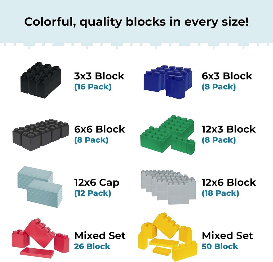 EverBlock Single Color Combo Pack | Giant Building Blocks | Easy to ...