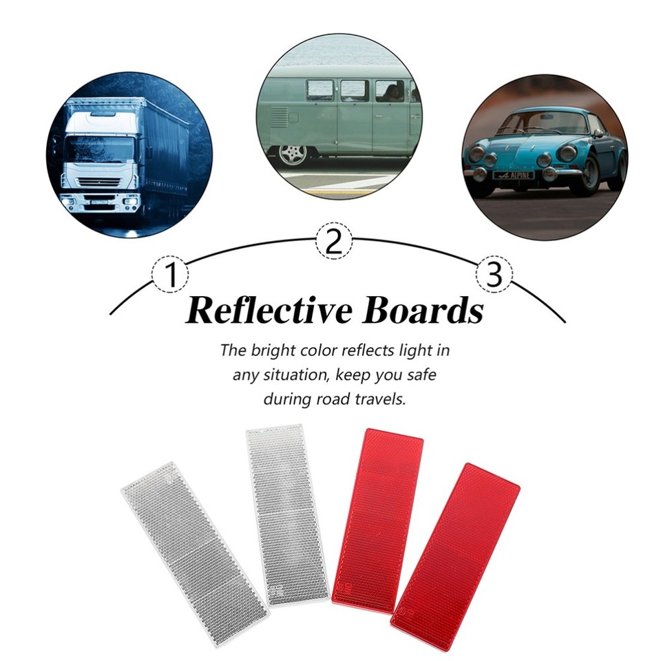 12 Pcs Rectangular Car Reflectors Universal Vehicle Reflective Stickers ...