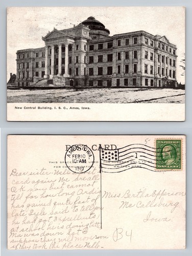 Ames, IA-Iowa, I.S.C. New Central Building Dome Columns Vintage c1910 ...