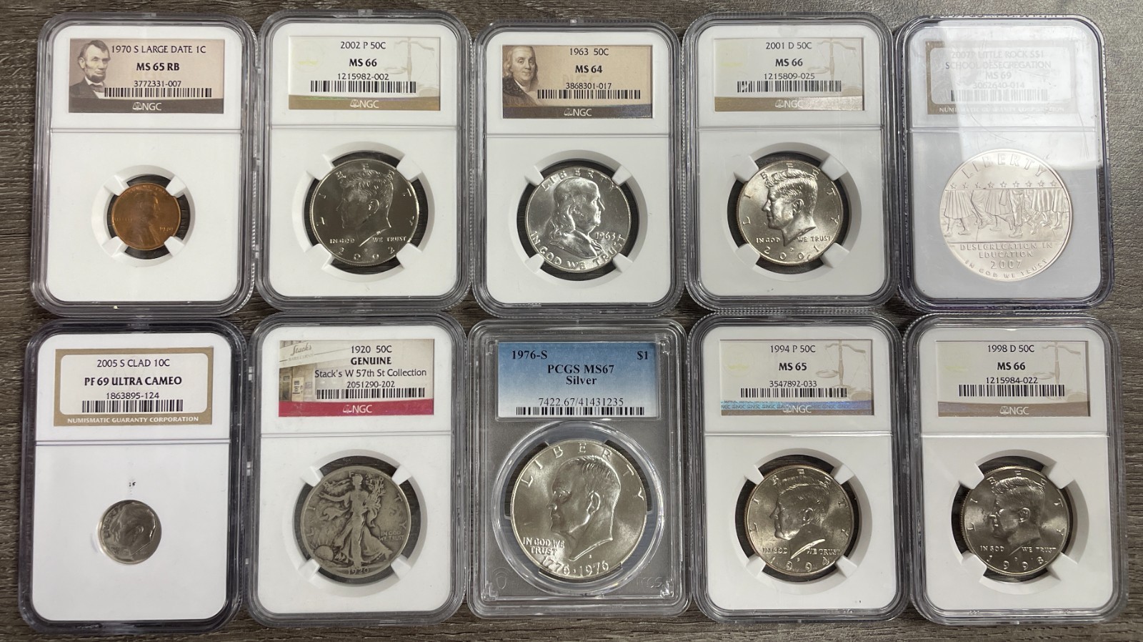 Collection of Ten (10) Mixed Slabbed Coins PCGS/NGC Type Coins Some ...