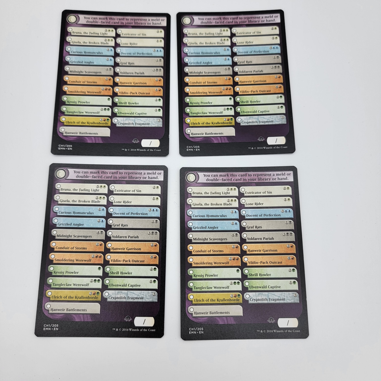 4 Checklist Card - Eldritch Moon (EMN) - NM/MP - Tokens - Magic MTG FTG ...