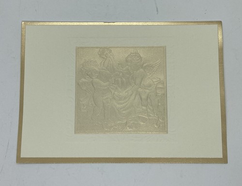 Vintage Hallmark Baby Angels Embossed Christmas Gold Greeting Card 5 ...