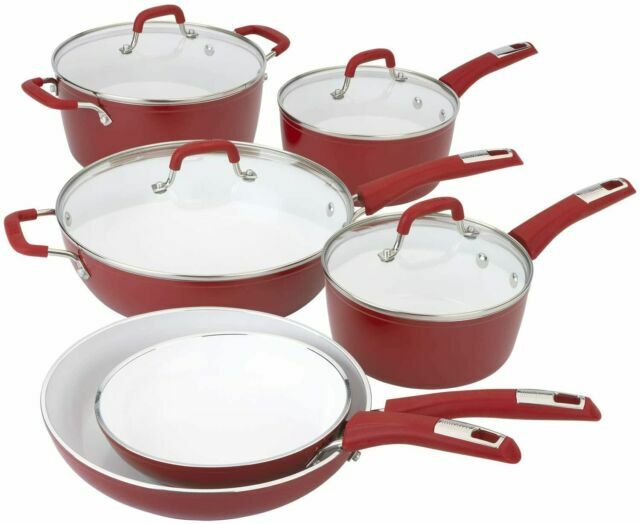 Bialetti Aeternum 10 Piece Non-Stick Cookware Set - Red/White for sale ...
