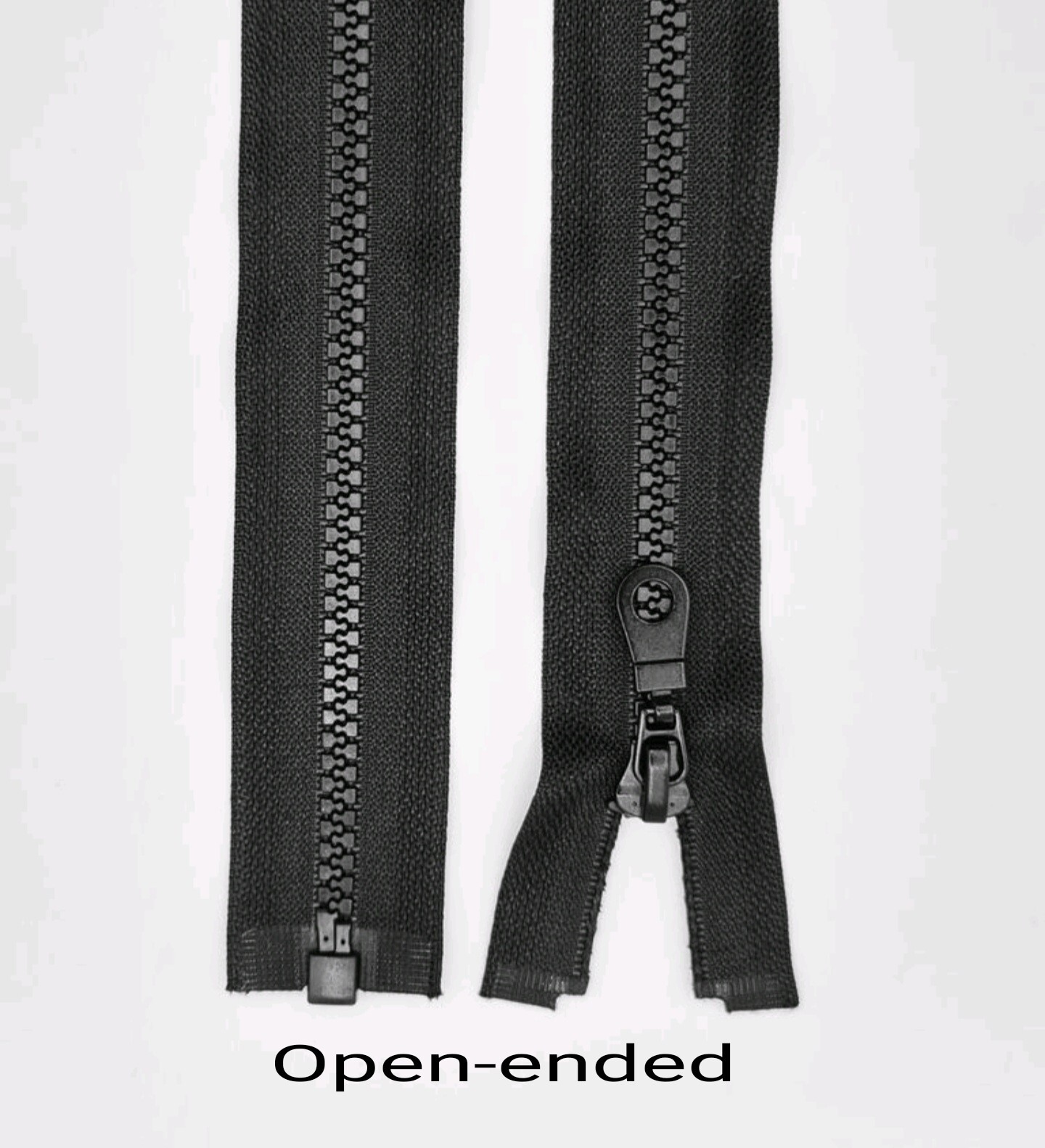 Black Chunky Plastic Zips No5 Moulded Open and Closed End Sizes 10cm to ...