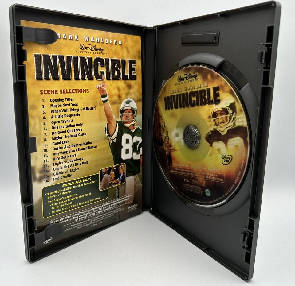 Invincible DVD Walt Disney Mark Wahlberg Greg Kinnear 2006 786936721027 ...