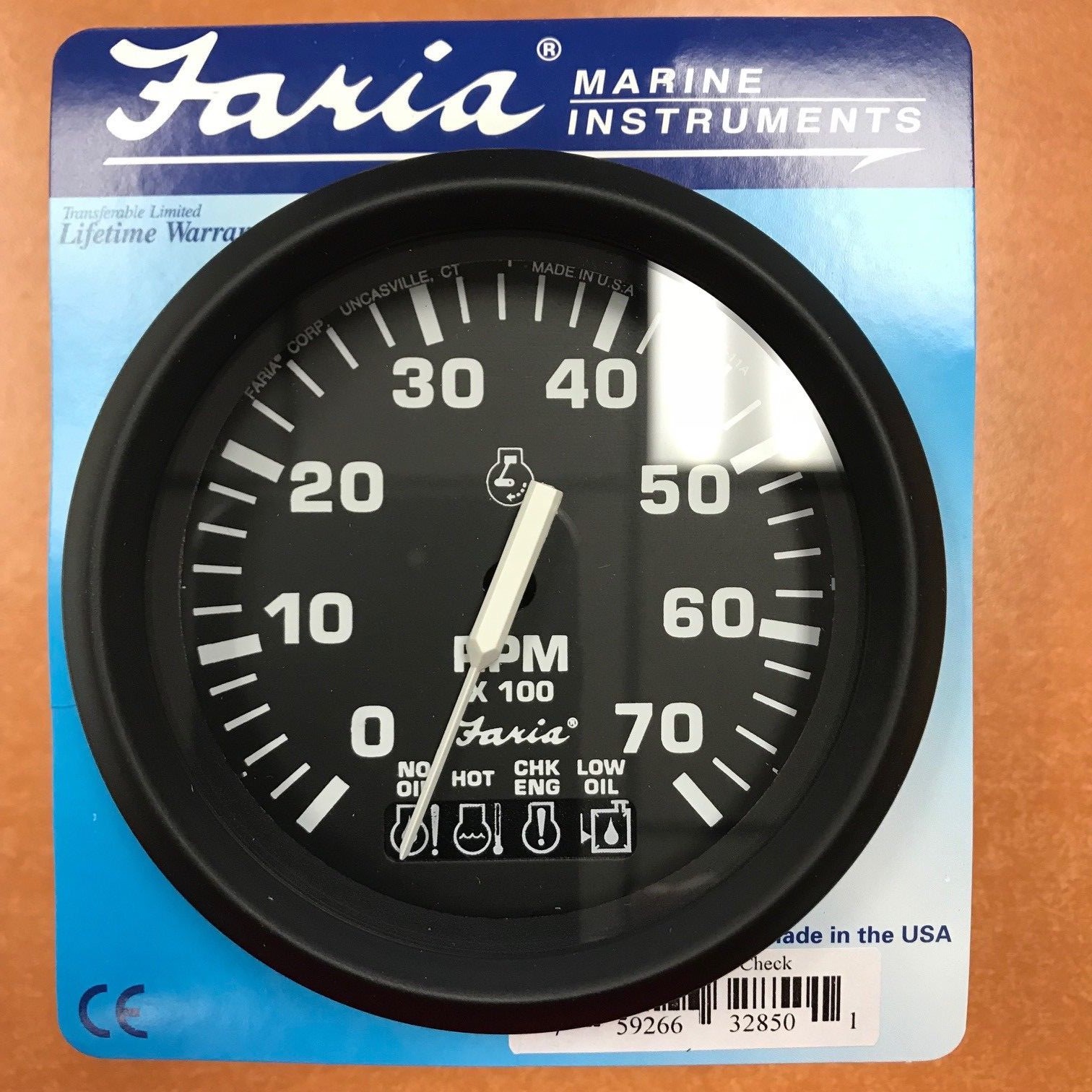 TACHOMETER OMC 7000 RPM SYSTEM CHECK 678-32850 4" FARIA GAUGE JOHNSON ...