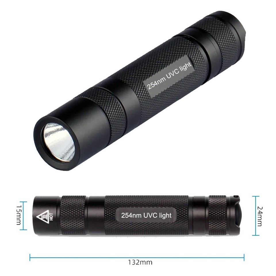 Rechargeable Powerful Shortwave 254nm UVC LED Flashlight SW UV Torch ...
