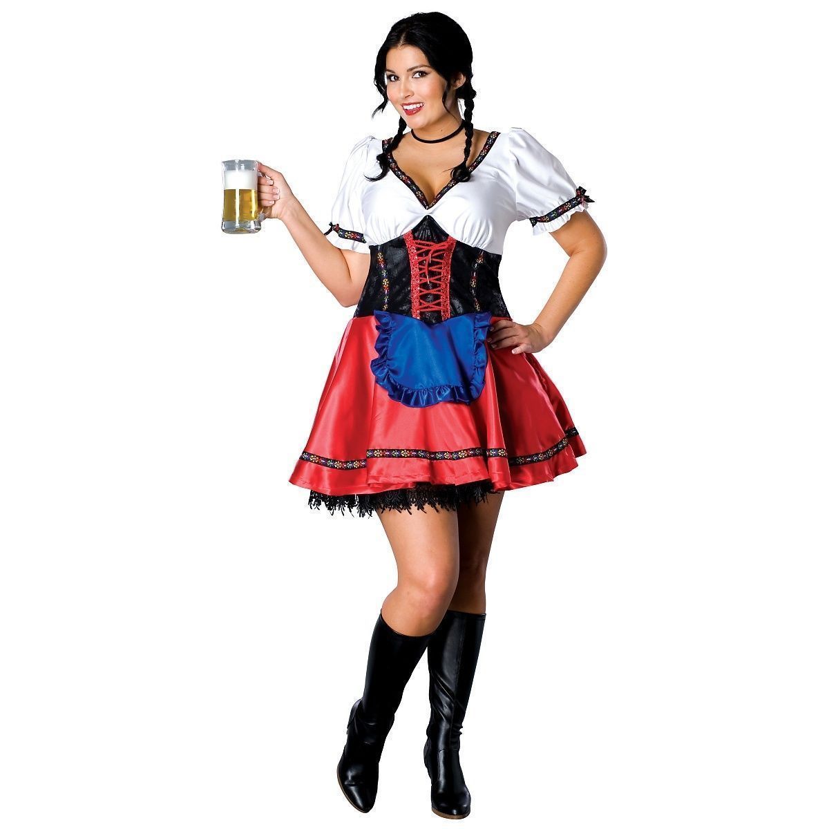 Oktoberfest Sexy Fraulein Costume Multi Colored Satin Dress W/ Attached ...