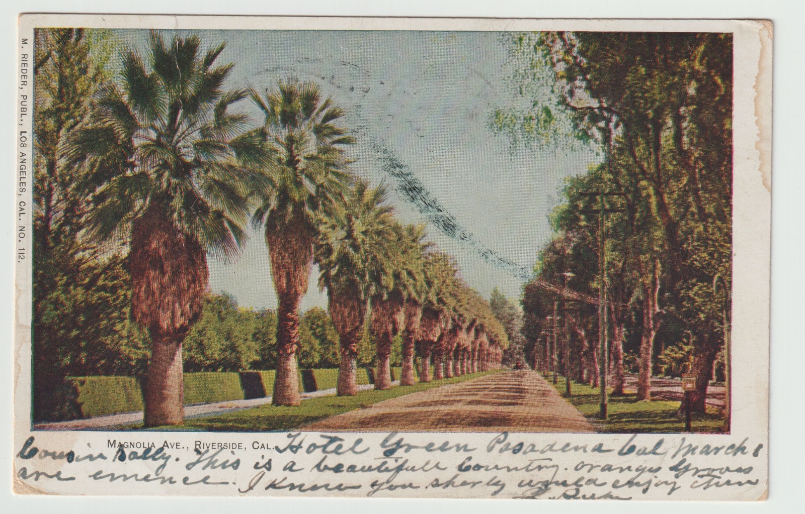 1905 Postmarked Postcard Magnolia Avenue Riverside California CA | eBay