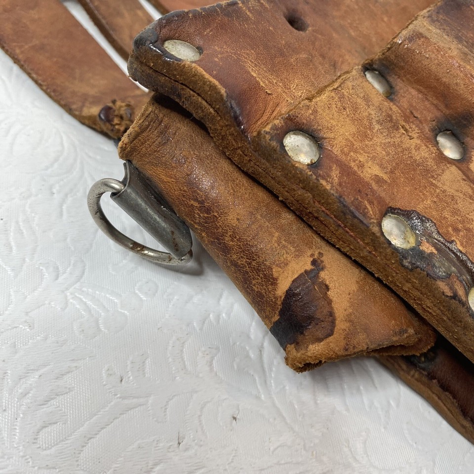 Klein Tools 5190 DISTRESSED Leather Multi 10 Pocket Tool Pouch USA Pre ...