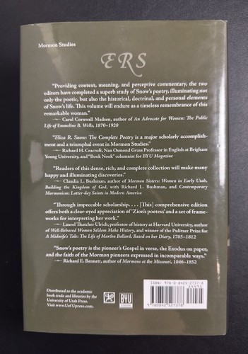 ELIZA R SNOW: THE COMPLETE POETRY (DOCUMENTS IN LATTER-DAY By Jill M ...