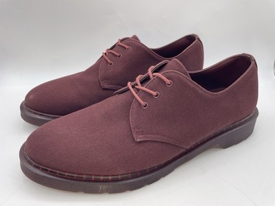 Dr. Martens Lester 3 Eye Oxford Oxblood Burgundy Canvas Derby Shoes ...