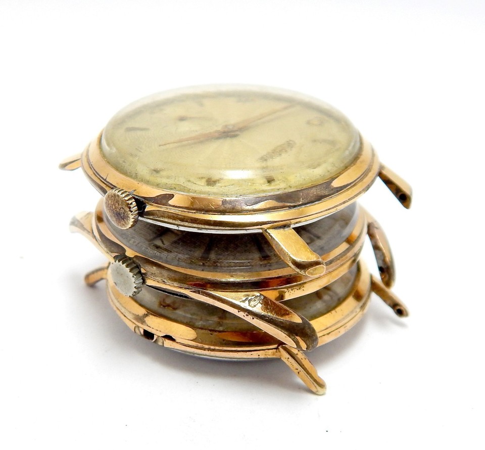 Vintage Watches Lot 3 Watches Hand Winding Men Gold Plated 1950c Need ...