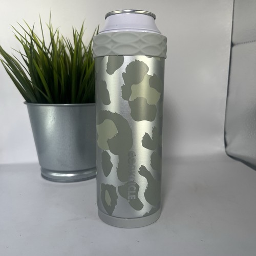 Corkcicle Slim Arctican Can Cooler Snow Leopard Silver and Sage Green ...