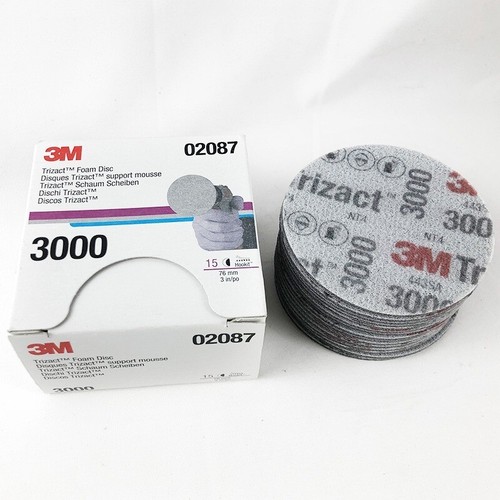 3M 02087 Trizact Hookit 3 Inch P3000 Grit Foam Disc Automotive 15Pcs ...