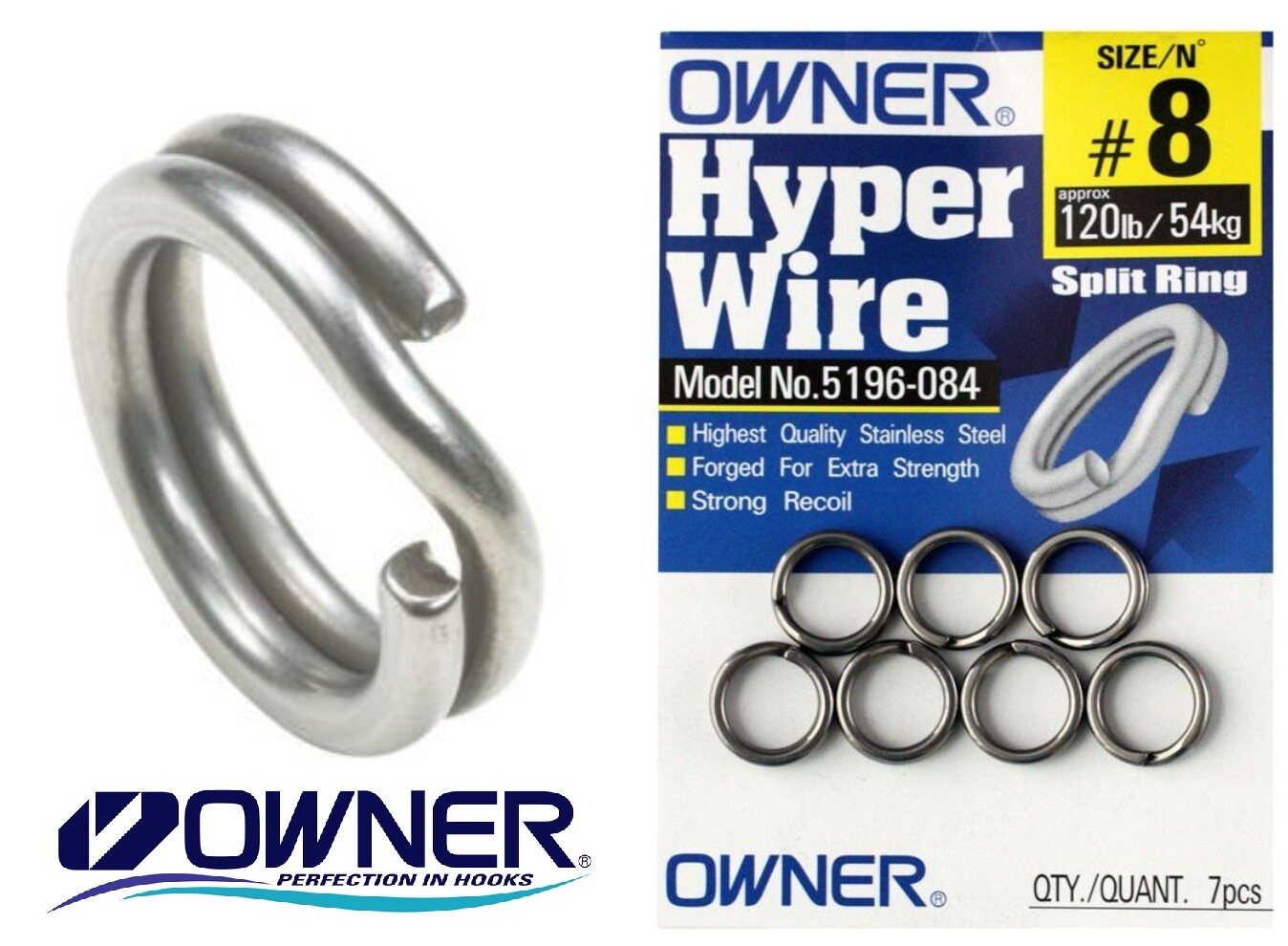 Owner Hyperwire Split Rings #5196 Hook to Lure Connection Coarse Fishing Ring | eBay