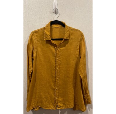 CP SHADES Mustard Button Down Linen Shirt Size S | eBay