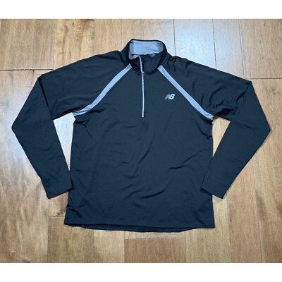 New Balance Pullover 1/4 Zip Black Stretch NB Dry Activewear Mens Small ...
