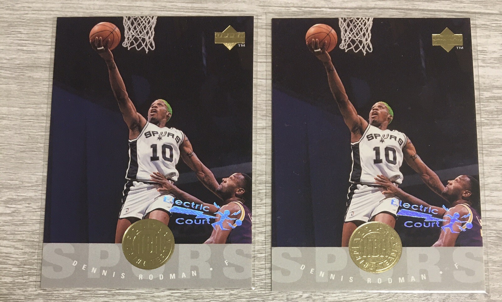 Lot (2)1995-96 Upper Deck Electric Court Silver Dennis Rodman #176! Y ...