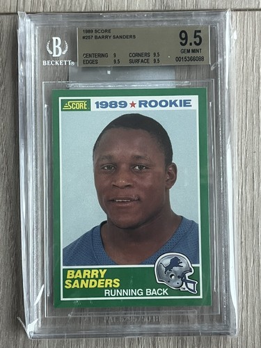 BARRY SANDERS 1989 SCORE #257 BGS 9.5 RARE GEM MINT LIONS ROOKIE CARD ...