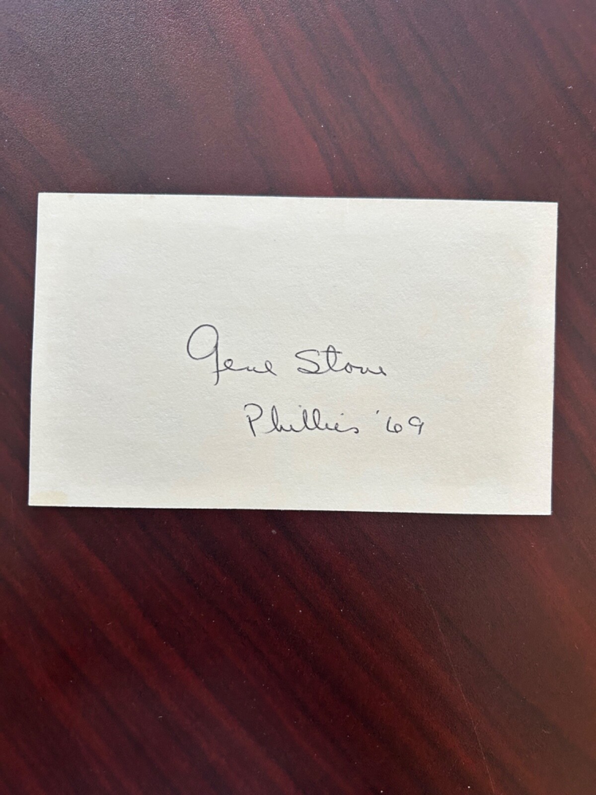 Gene Stone auto autograph signed index card, extremely rare Phillies ...