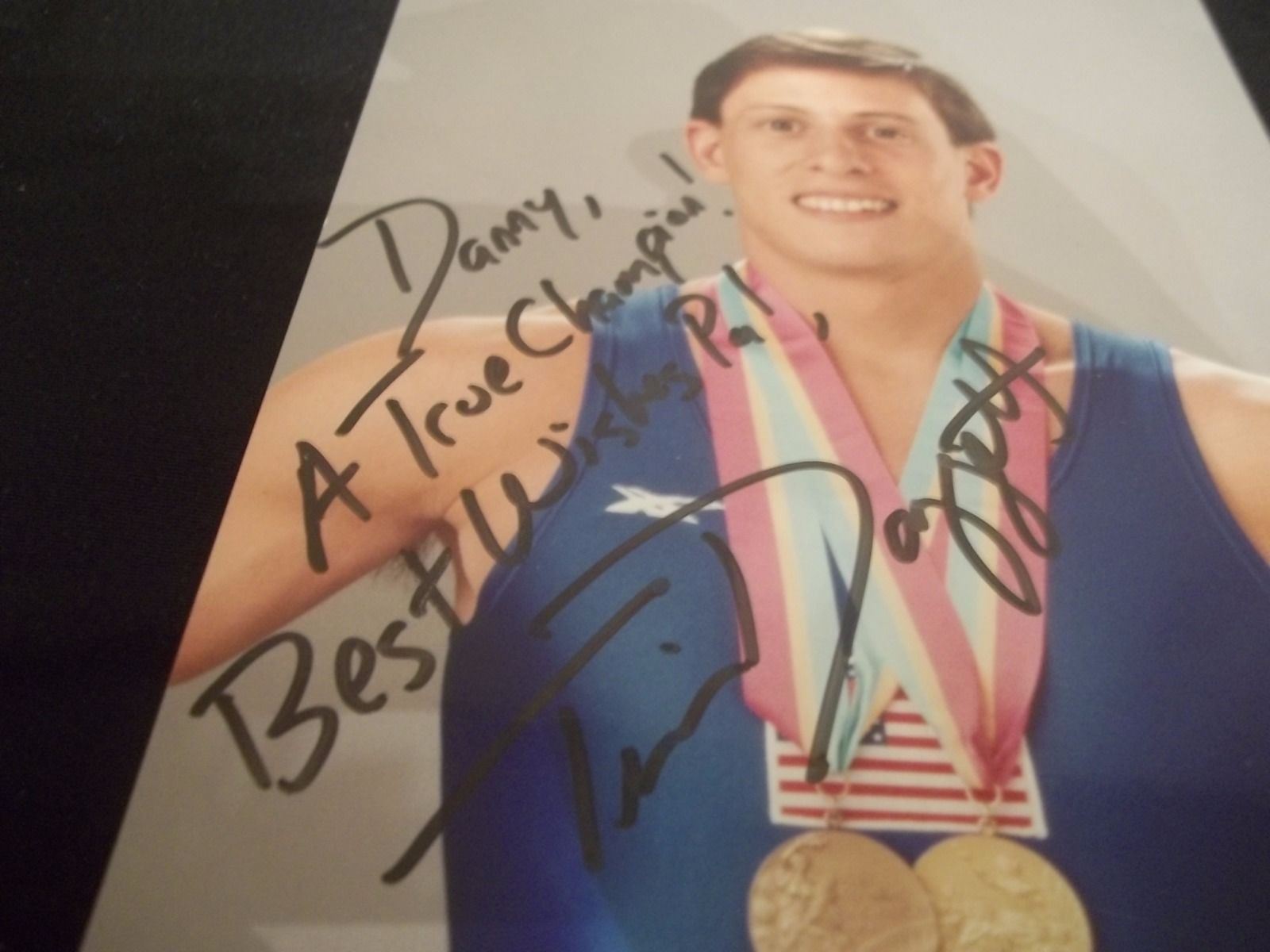 US GOLD MEDAL OLYMPIC GYMNAST TIM DAGGETT HAND Signed AUTOGRAPHED 5X8 ...