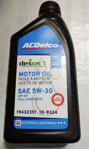 Dexos 1 Gen 3 ACDelco SAE 5W/30 FULL SYNTHETIC Motor Oil 1 QT 10-9324 ...