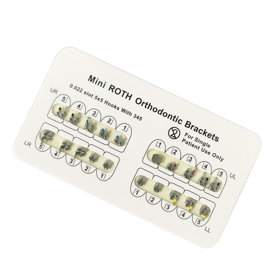 10Packs/200Pcs Dental Orthodontic Metal Brackets Braces Mini Roth.022 ...