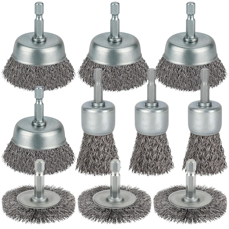 10 Pcs Wire Brush for Drill, Coarse Carbon Steel Crimping Wire Wheel ...