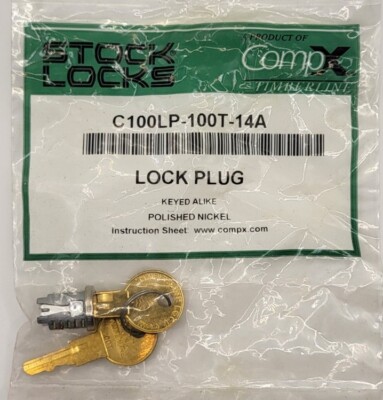 CompX Timberline C100LP Lock Plug In Nickel Finish, Comes With 2 Keys ...