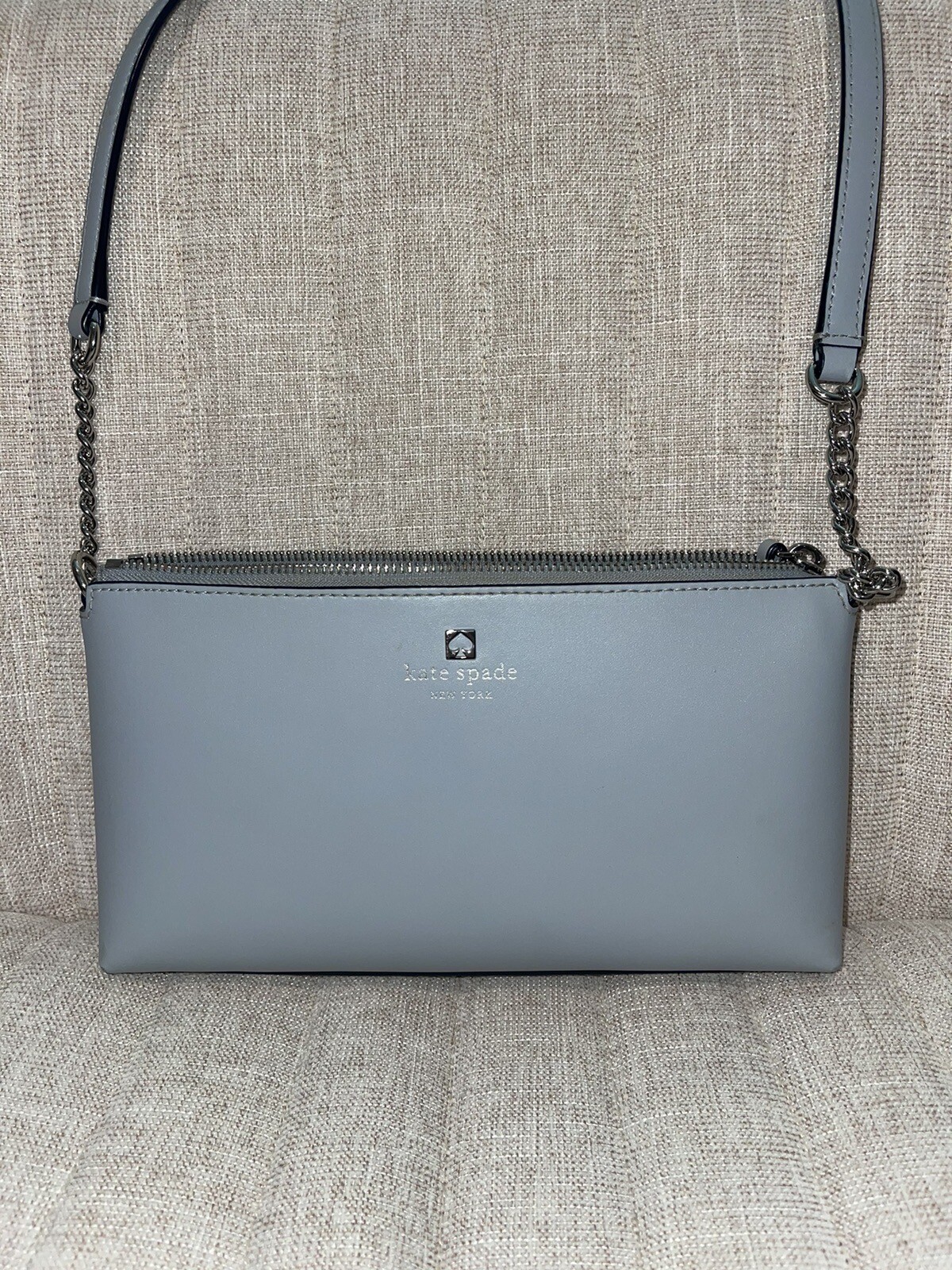 Kate Spade Crossbody Light Blue-Grey Leather - Gem
