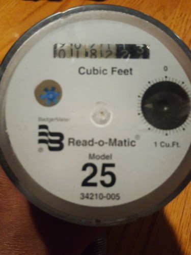 BADGER MODEL 25 REGISTER READ-O-MATIC WATER METER HEAD 1 CUBIC FEET ...