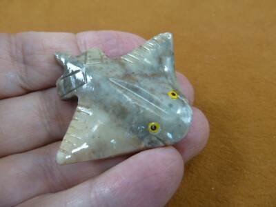 Y-STI-26) gray STINGRAY Sting Ray raja figurine stone SOAPSTONE PERU ...