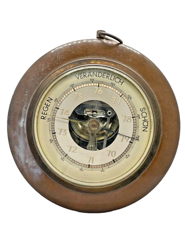 Vintage Wood Wall Barometer Aneroid Atmospheric Pressure Measuring ...