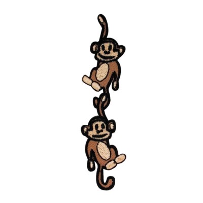 Cute Hanging Monkey Chain Patch Jungle Zoo Animal Embroidered Iron On ...