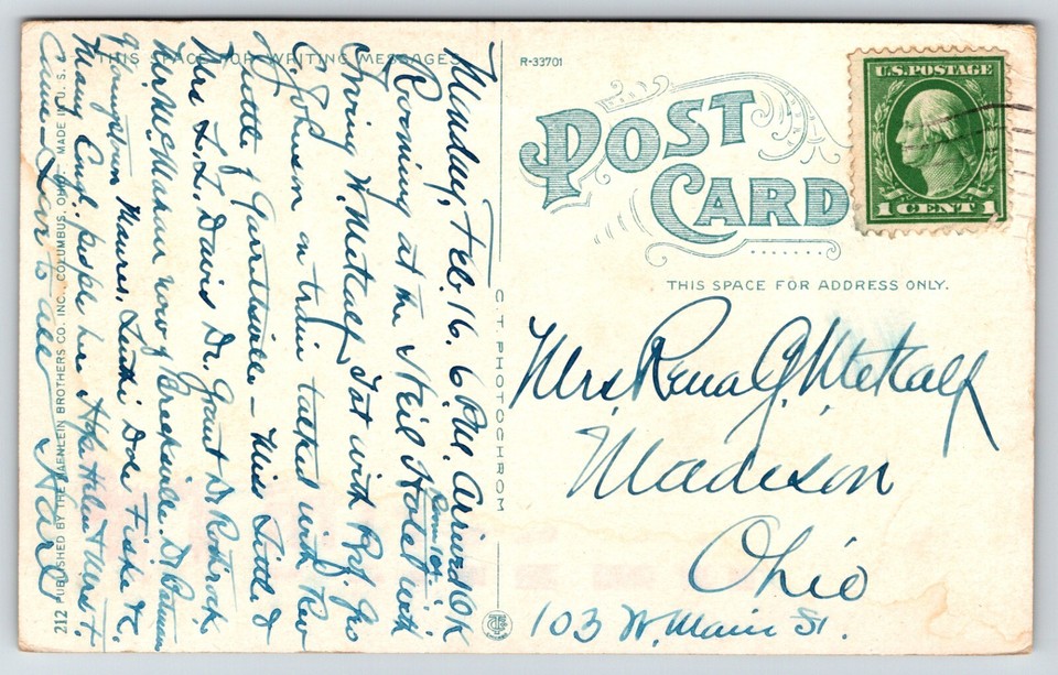 The Neil House Hotel Columbus Ohio OH Vintage CURT TEICH Photochrom ...