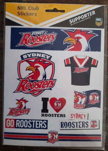 NRL SYDNEY ROOSTERS TEAM LOGO STICKER SHEET | eBay Australia