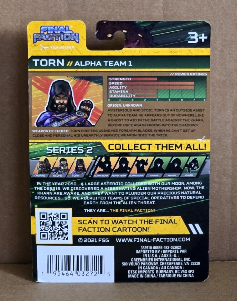 FINAL FACTION Alpha Team 1 COVERT OPS TORN 3-3/4" Action Figure - New ...