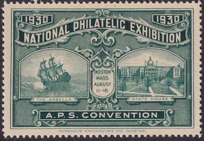 Stamp Label US 1930 APS Exhibition Boston Exposition Spanish Arbella ...