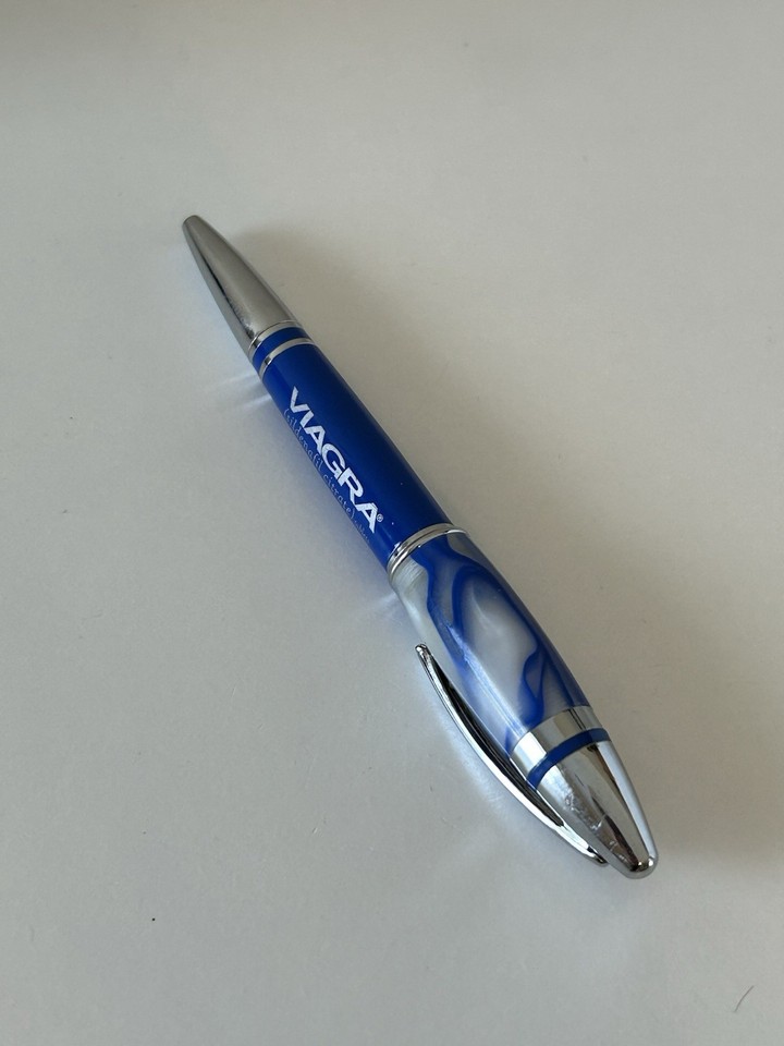 VTG VIAGRA Pharma Drug Rep Logo Collectible Pen Heavy Metal Blue ...