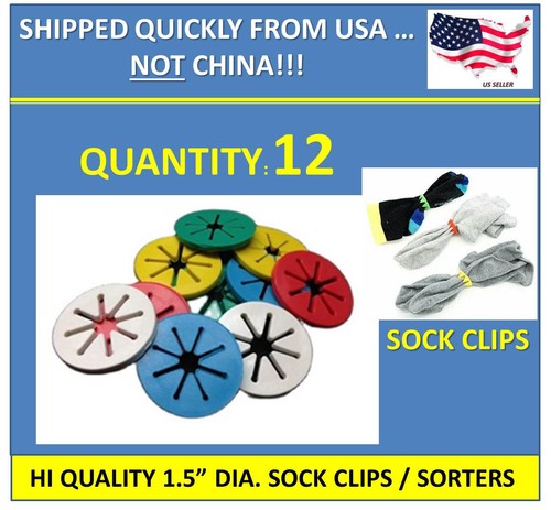 12PCS SOCK HOLDERS RING CLIPS STOCKING ORGANIZER FOR WASHING & SORTING ...