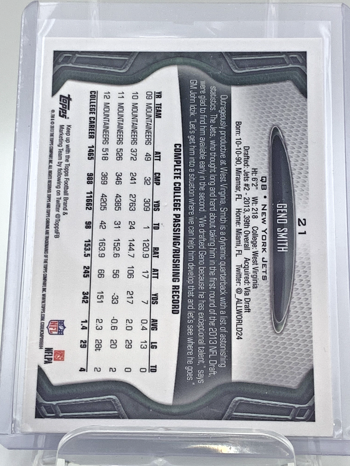 2013 Topps Chrome - Geno Smith (RC) Rookie Base #21 Seattle Seahawks NY ...